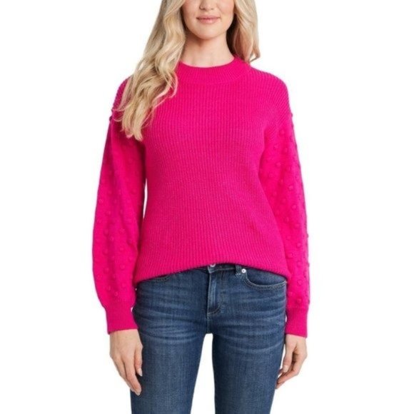 CeCe | Sweaters | Cece Puff Sleeve Bobble Crew Neck Ribbed Sweater ...